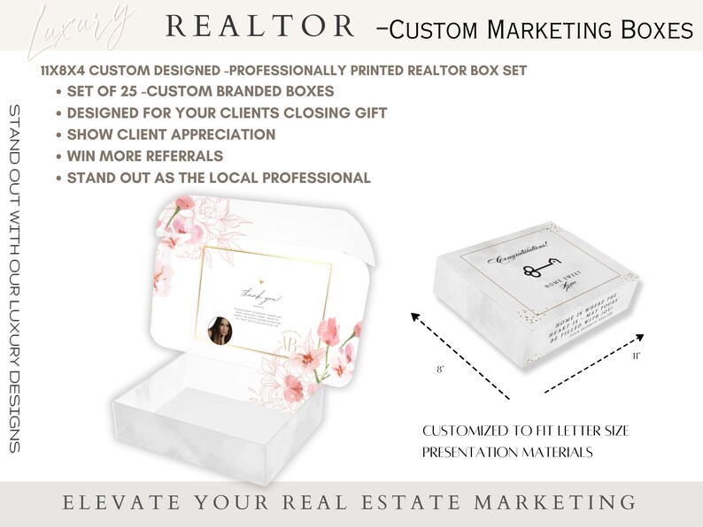 Real Estate Custom Printed Closing Gift Set of 25 Boxes, Buyer Client ...