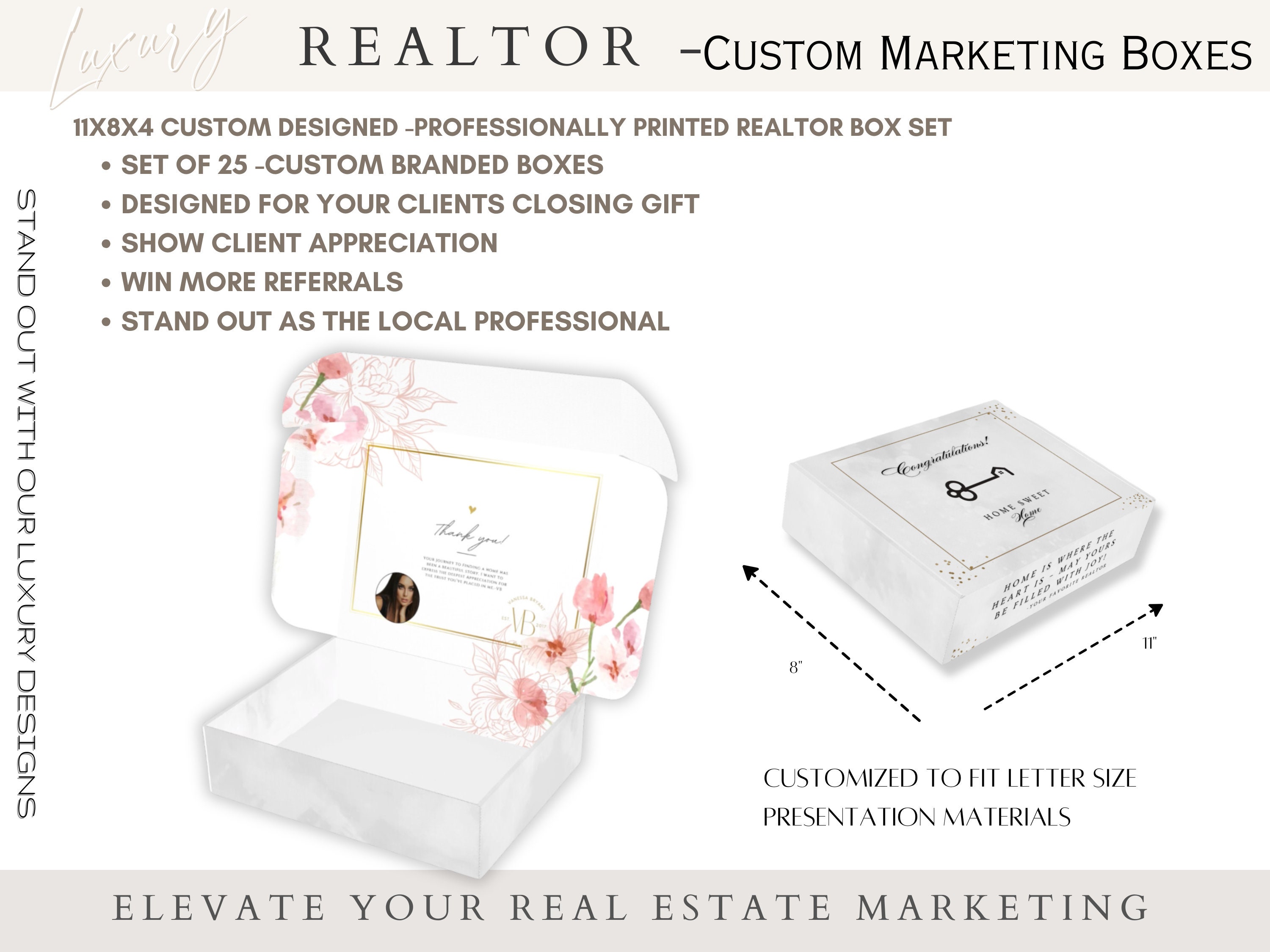 Real Estate Custom Printed Closing Gift Set of 25 Boxes, Buyer Client ...
