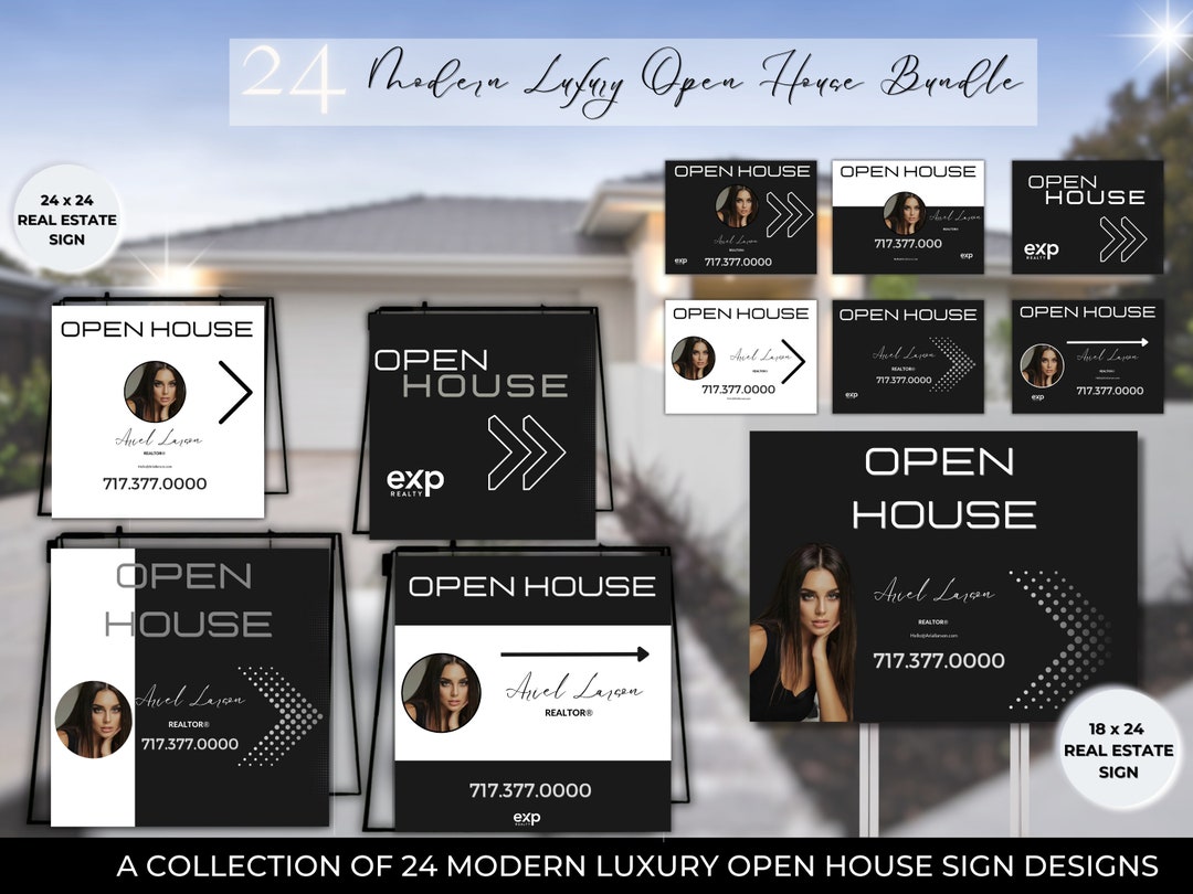 Luxury Realtor Open House Yard Sign Editable Canva Template Bundle Real ...