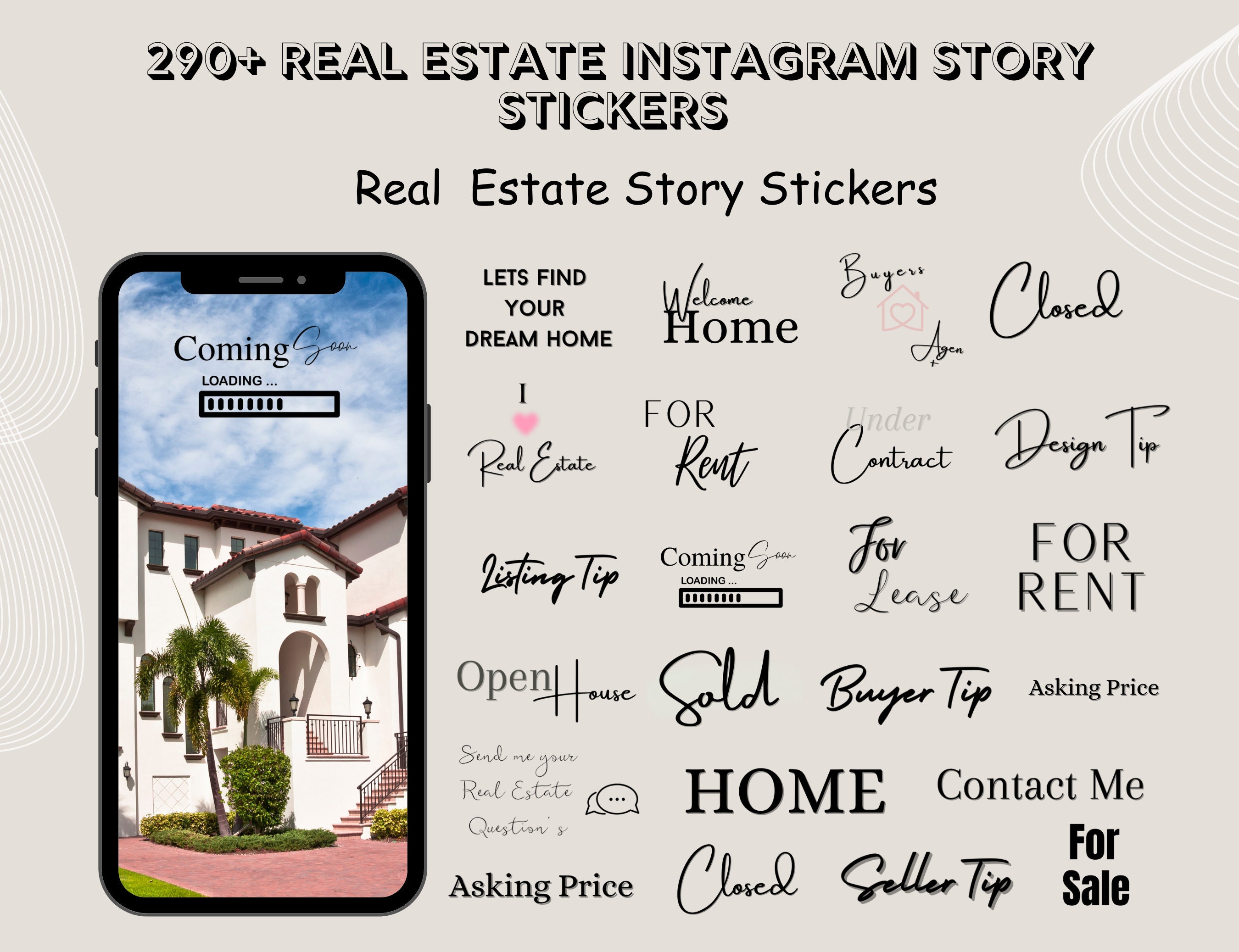 Realtor Instagram Story Stickers, Real Estate Marketing (PNG Files) - Etsy