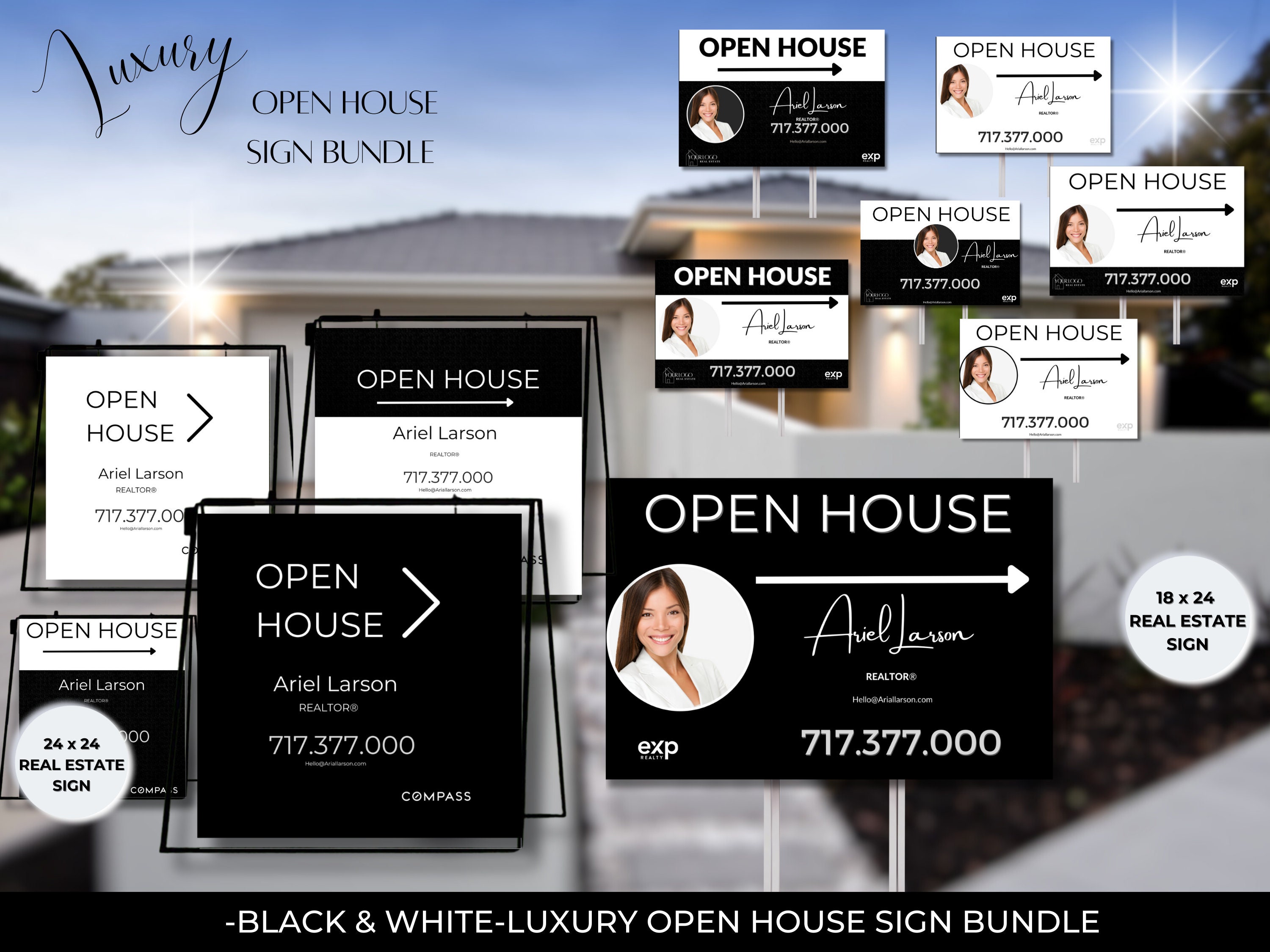Modern Luxury Open House Yard Sign Bundle Open House Canva Templates ...