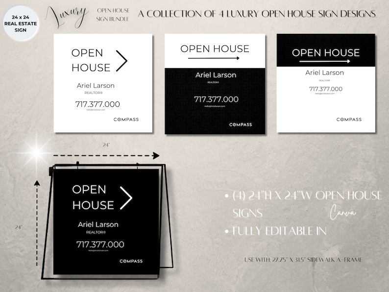 Luxury Open House Sign, Modern Realtor Marketing (canva Template) - Etsy