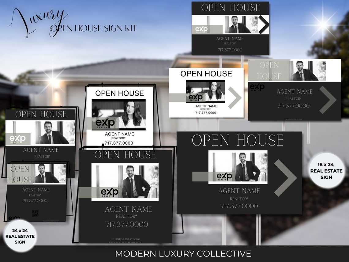 Modern Luxury Open House Yard Sign Bundle Realtor Open House Sign Open ...