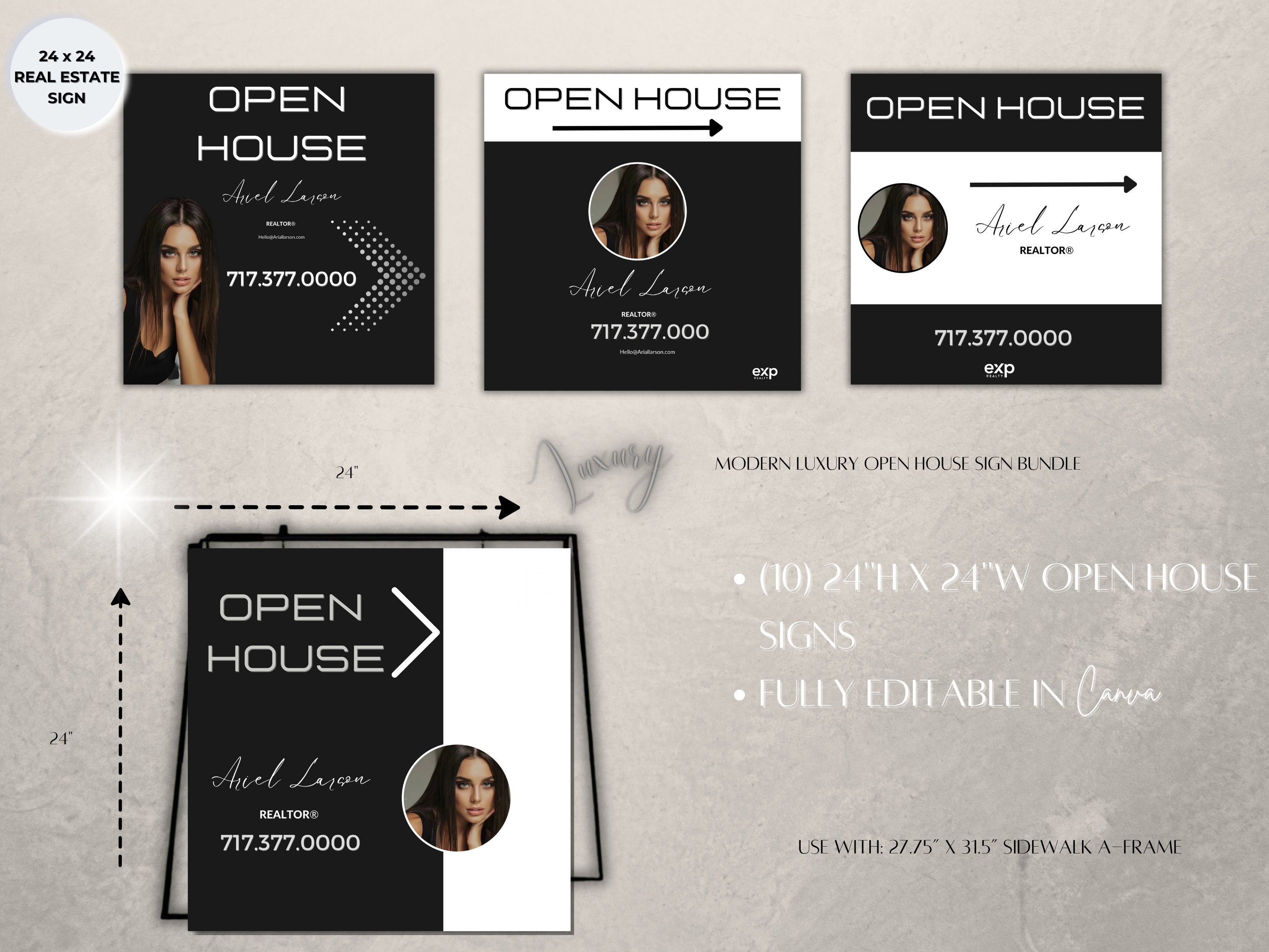 Luxury Open House Yard Sign Bundle Realtor Open House Sign Editable ...