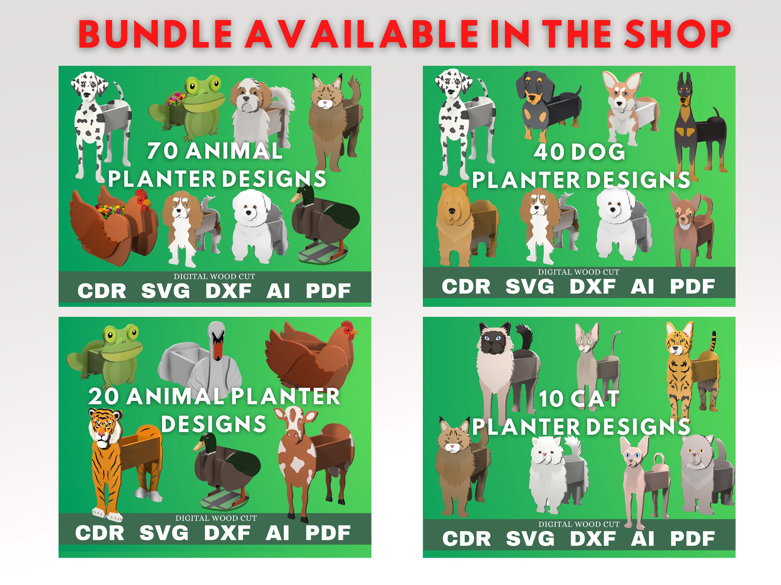 Tiger Planter Pattern, Wood Planter, Wood Animal Flower Pot, Laser ...