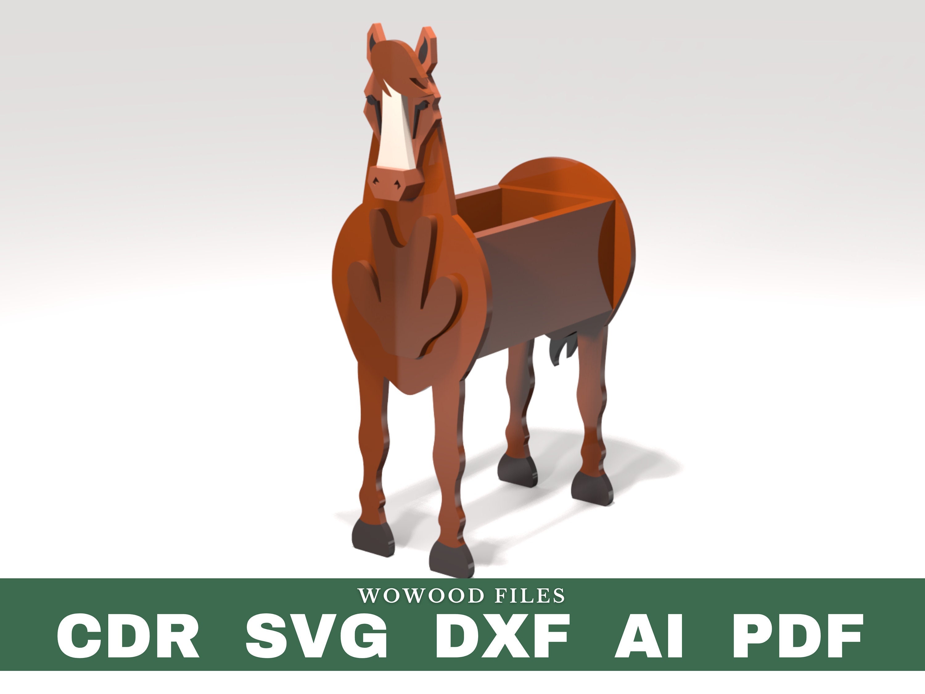 Horse Planter Pattern, Wood Planter, Wood Pet Flower Pot, Laser Cutting ...