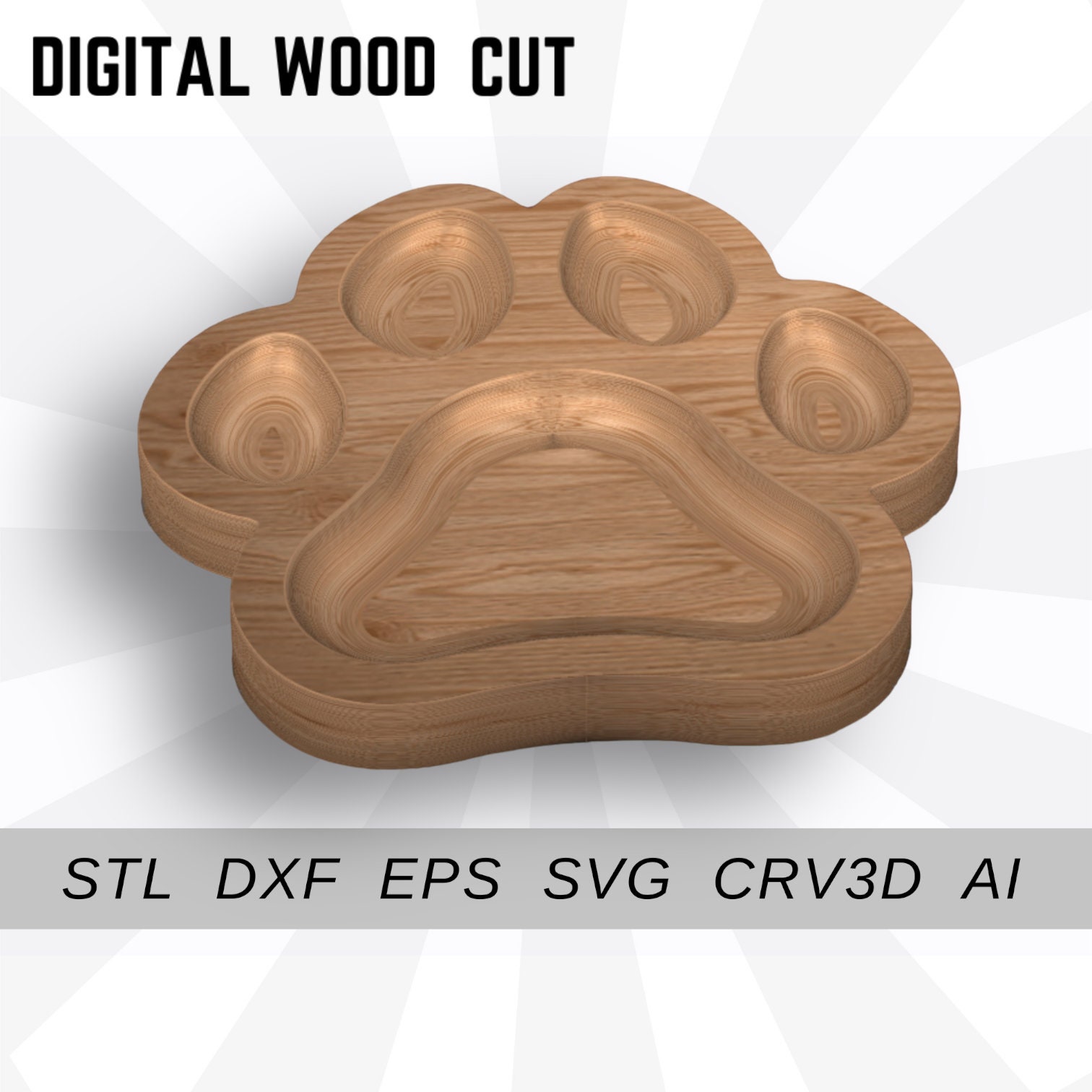 Paw Tray Files for Cnc and 3D Printer. Serving Tray Cnc Router Stl Dxf ...