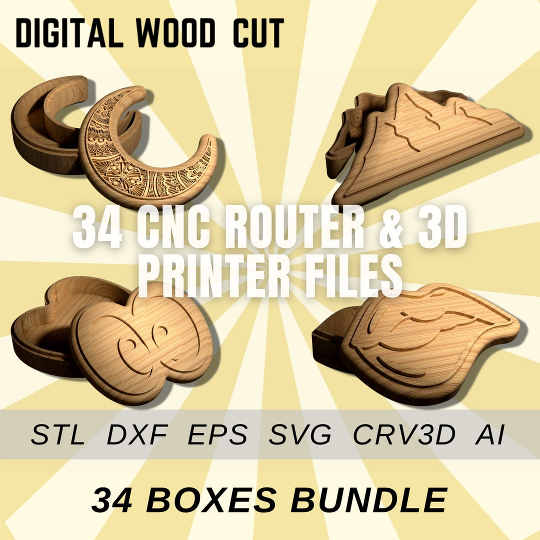Bundle 34 Boxes Files for CNC and 3D Printer. Jewellery Box Cnc Router ...