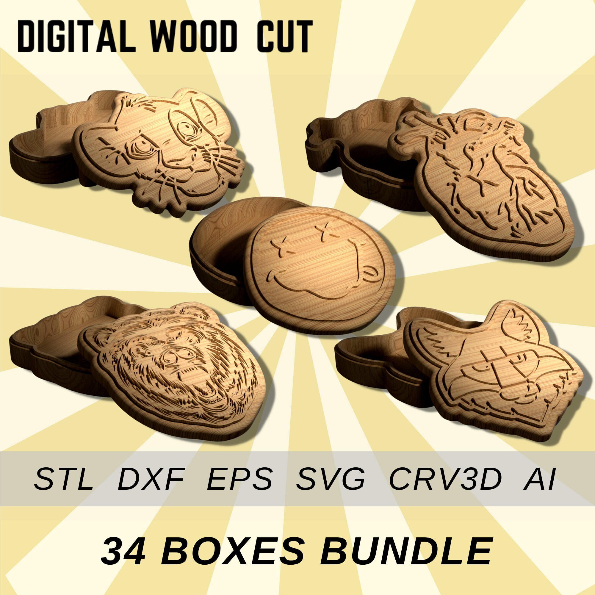 Bundle 34 Boxes Files for CNC and 3D Printer. Jewellery Box Cnc Router ...