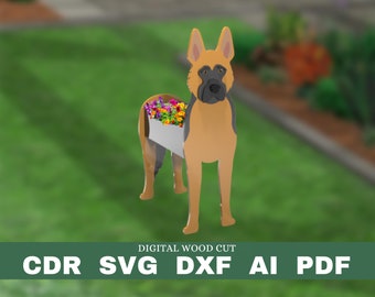 German Shepherd Planter Box ,wood Planter, Wood Pet, Pet Planter ...