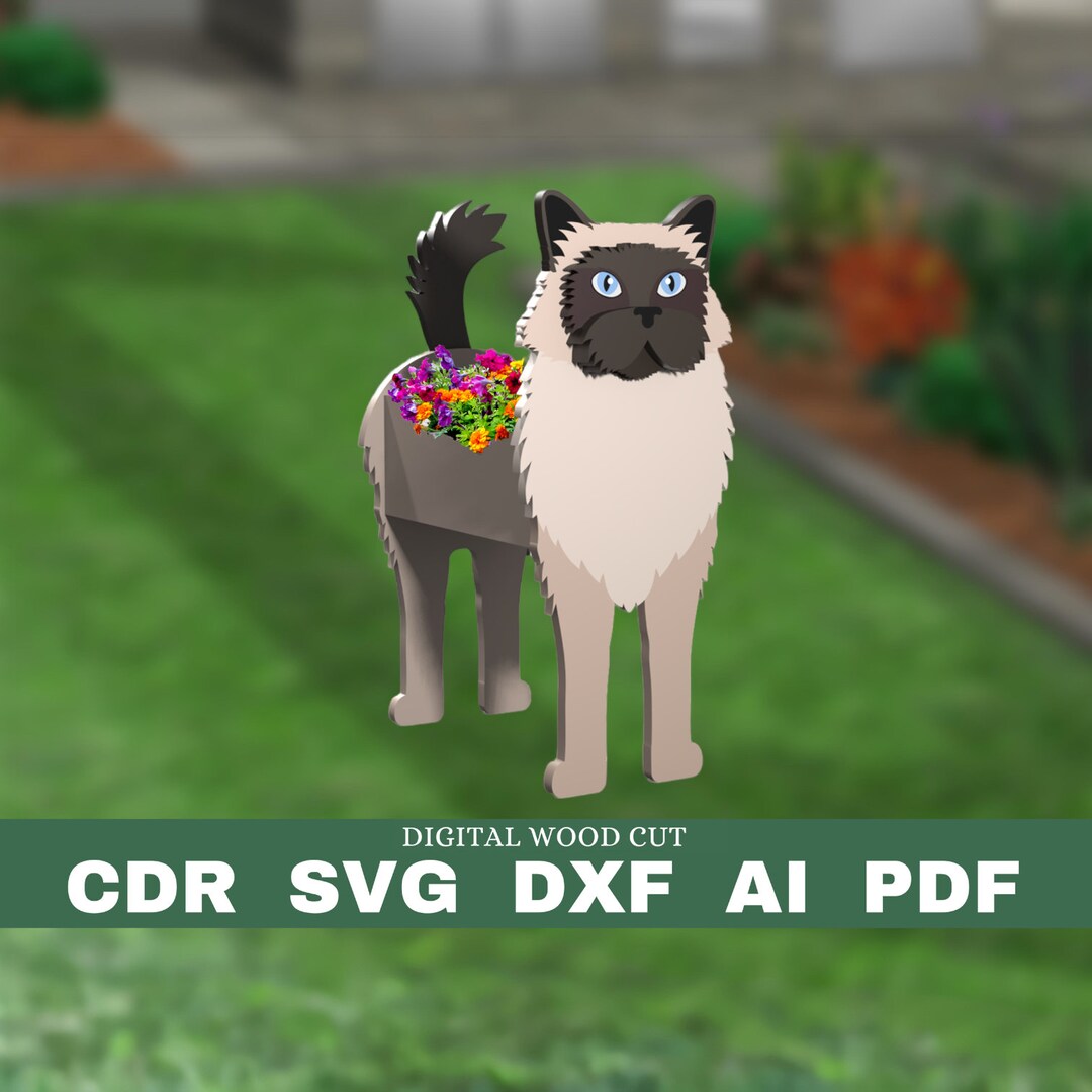 Birman Cat Planter Pattern, Cat Wood Planter, DIY Garden Ornament ...