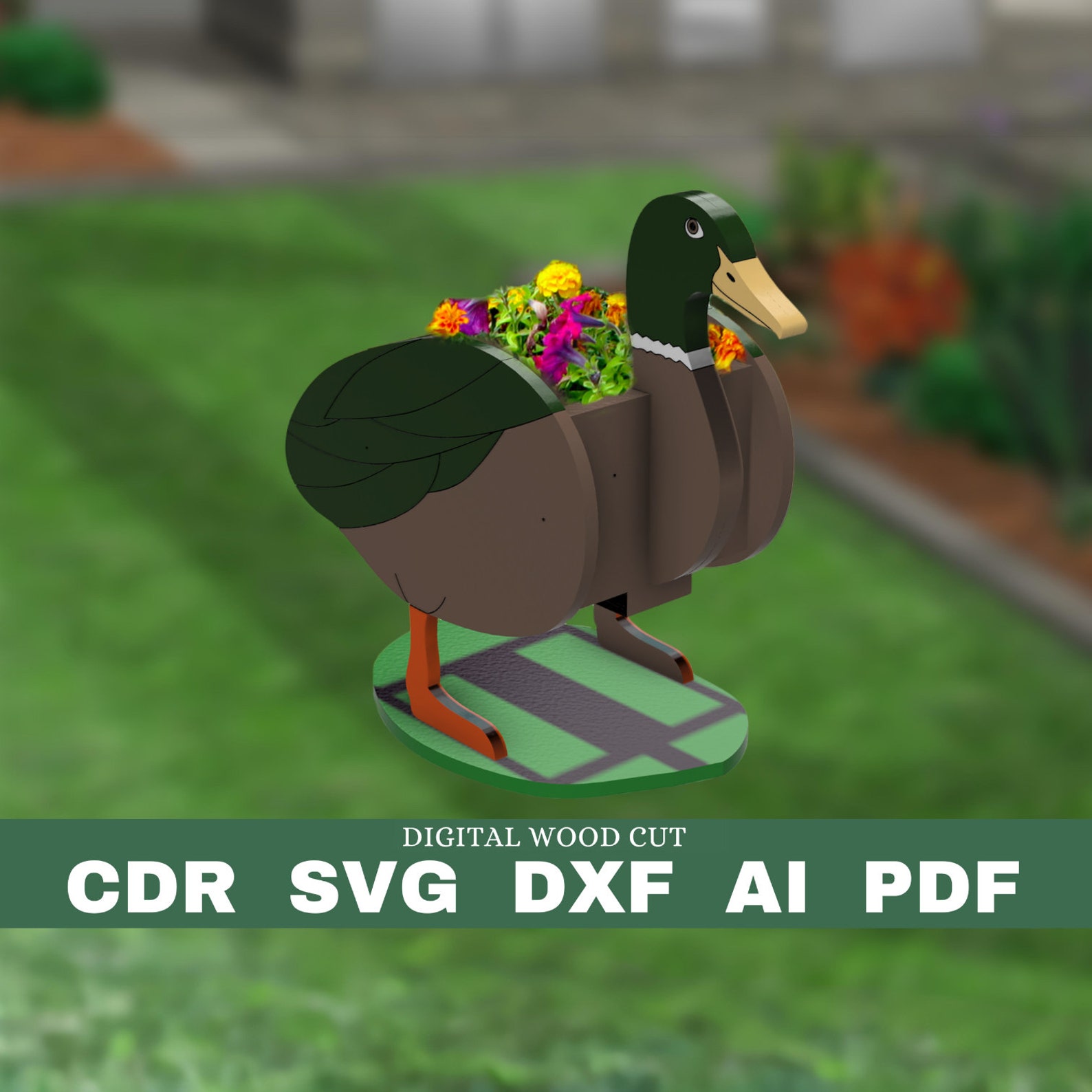 Duck Planter Pattern, Wood Planter, Wood Pet, Laser Cutting Digital ...