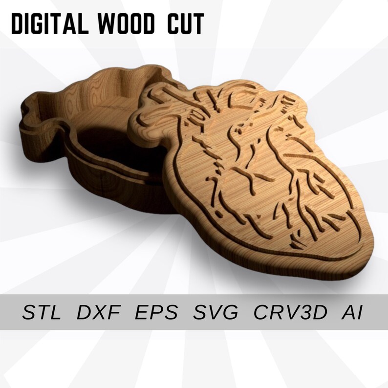 Heart Box Files for CNC and 3D Printer. Jewellery Box Cnc Router STL ...