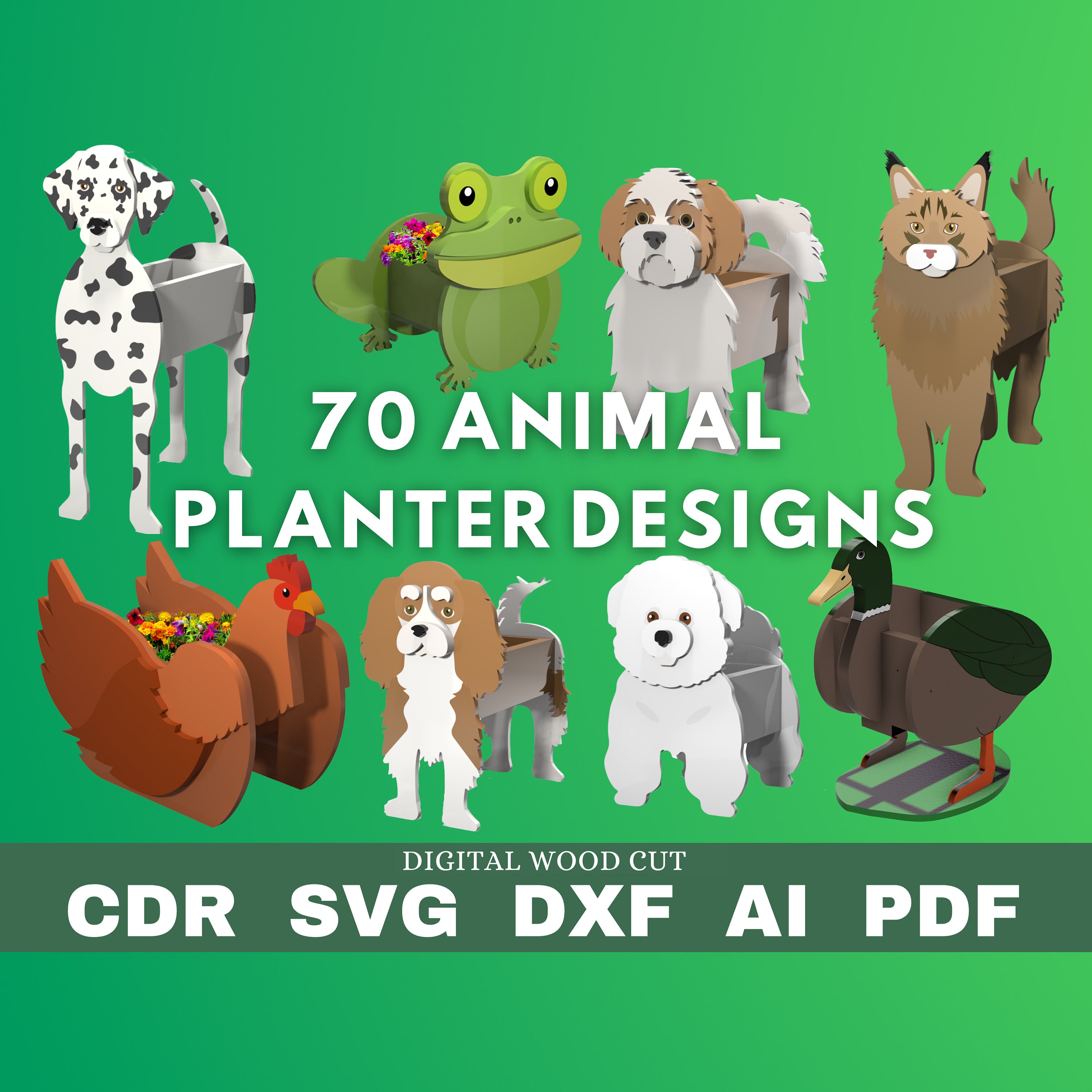 Bundle 70 Animals Planter Pattern Pack Wood Planter Wood - Etsy UK