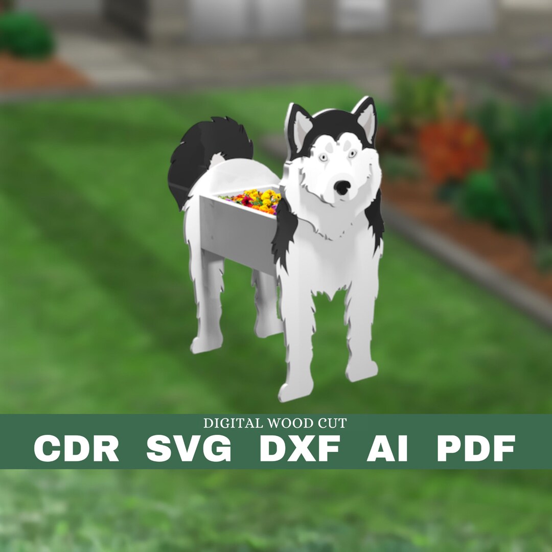 Siberian Husky Planter Pattern, Dog Wood Planter, DIY Garden Ornament ...