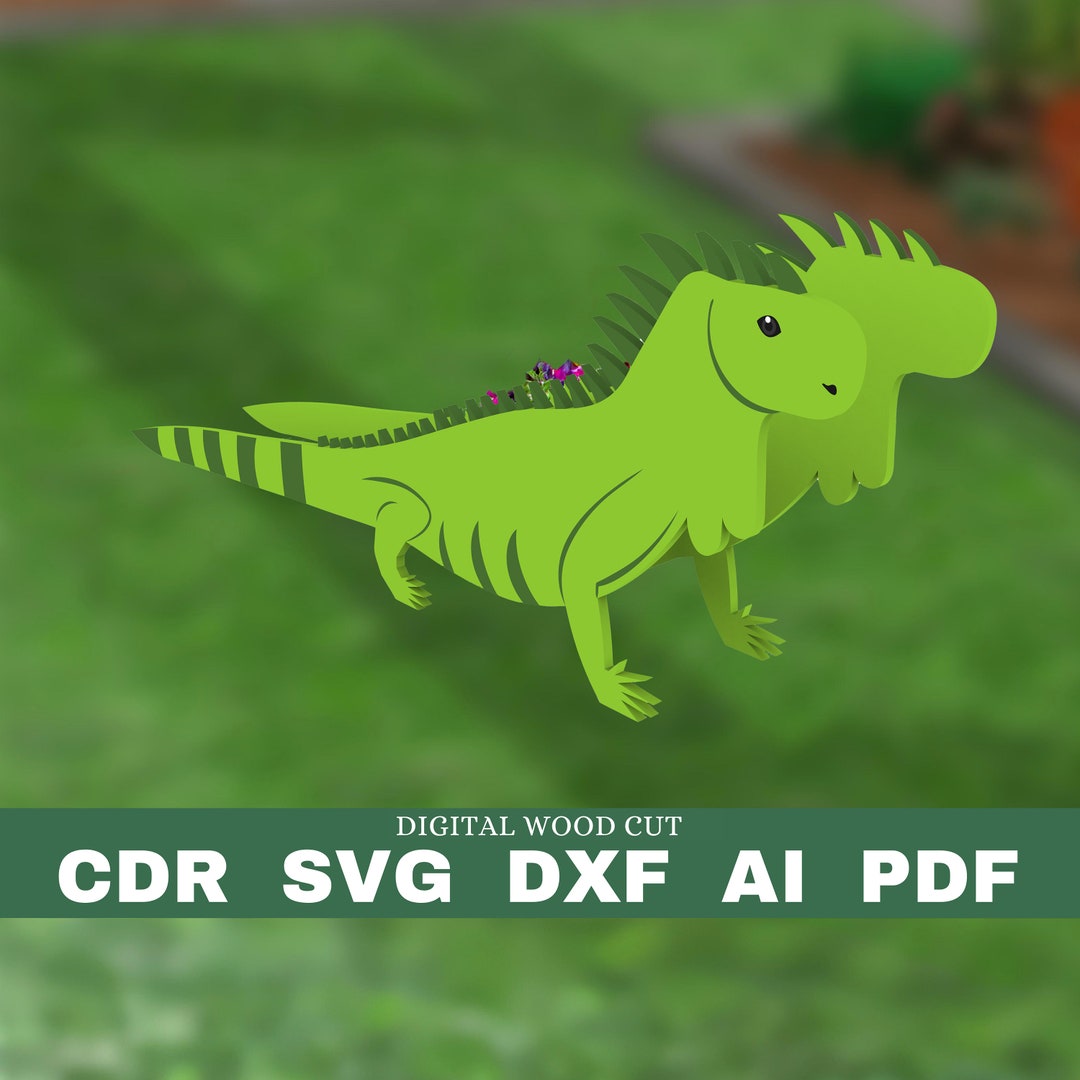 Iguana Planter Pattern, Wood Planter, Wood Pet, Laser Cutting Digital ...