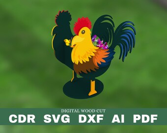 Chicken Pot, Wooden Pet, Chicken Pattern, Decorative Planter, Wood ...