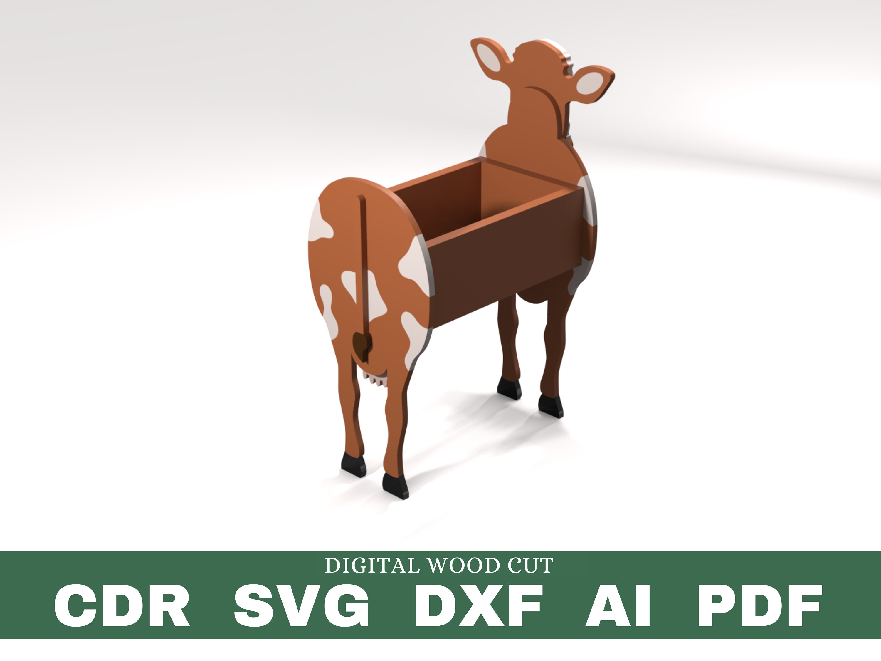 Cow Planter Pattern, Wood Planter, Wood Pet Flower Pot, Laser Cutting ...