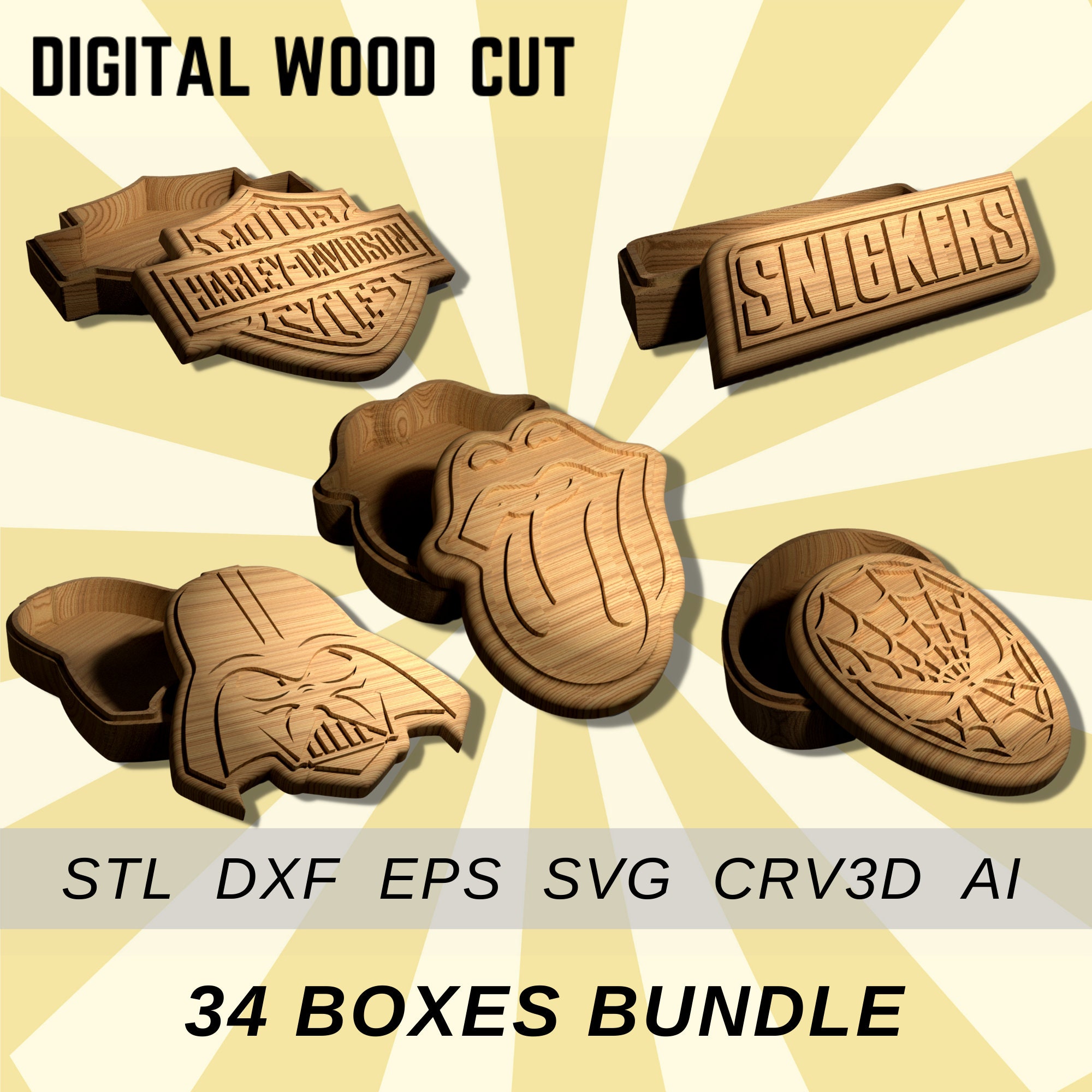 Bundle 34 Boxes Files for CNC and 3D Printer. Jewellery Box Cnc Router ...