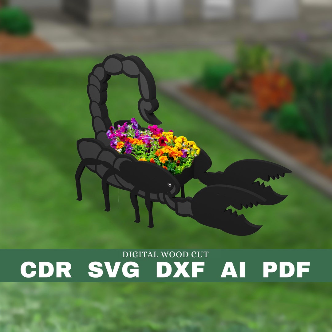 Scorpion Planter Pattern, Animal Wood Laser Cutting Digital File Svg ...