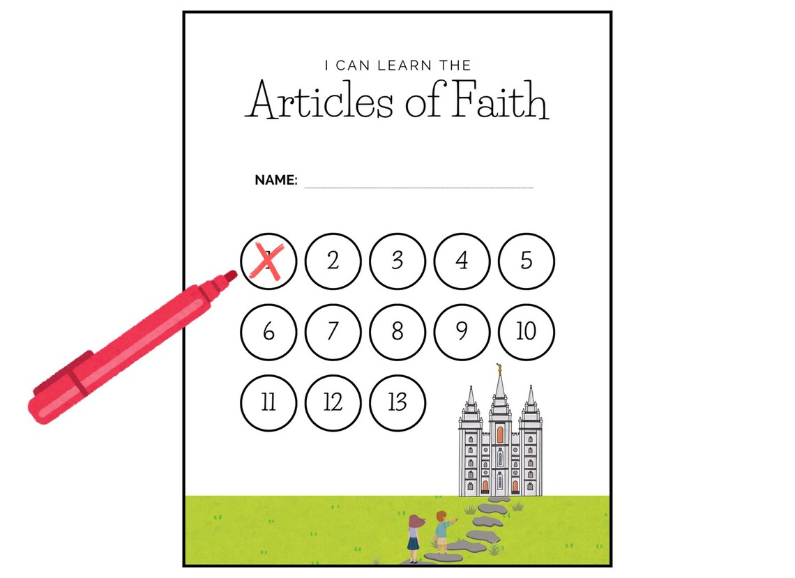 13 Articles of Faith Memorization/pass-off Tracking Sheets - Etsy