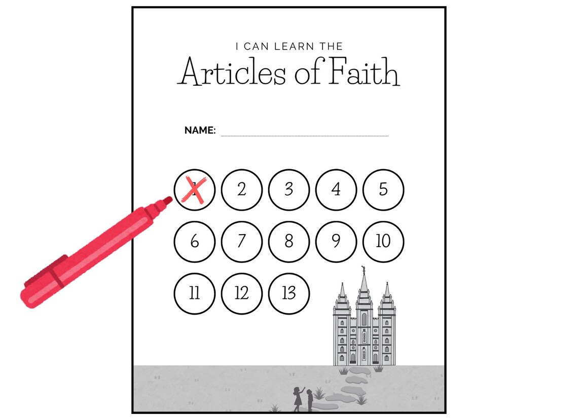 13 Articles of Faith Memorization/pass-off Tracking Sheets - Etsy