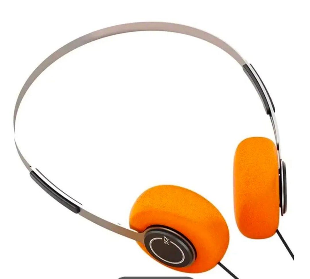 IKF Walkman Stereo Headphones Orange Pads Metal Head Band Retro Style ...