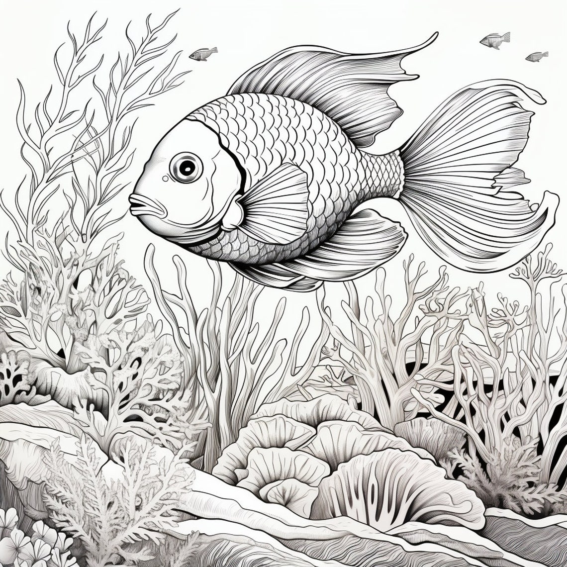 Fish Coloring Book - Etsy