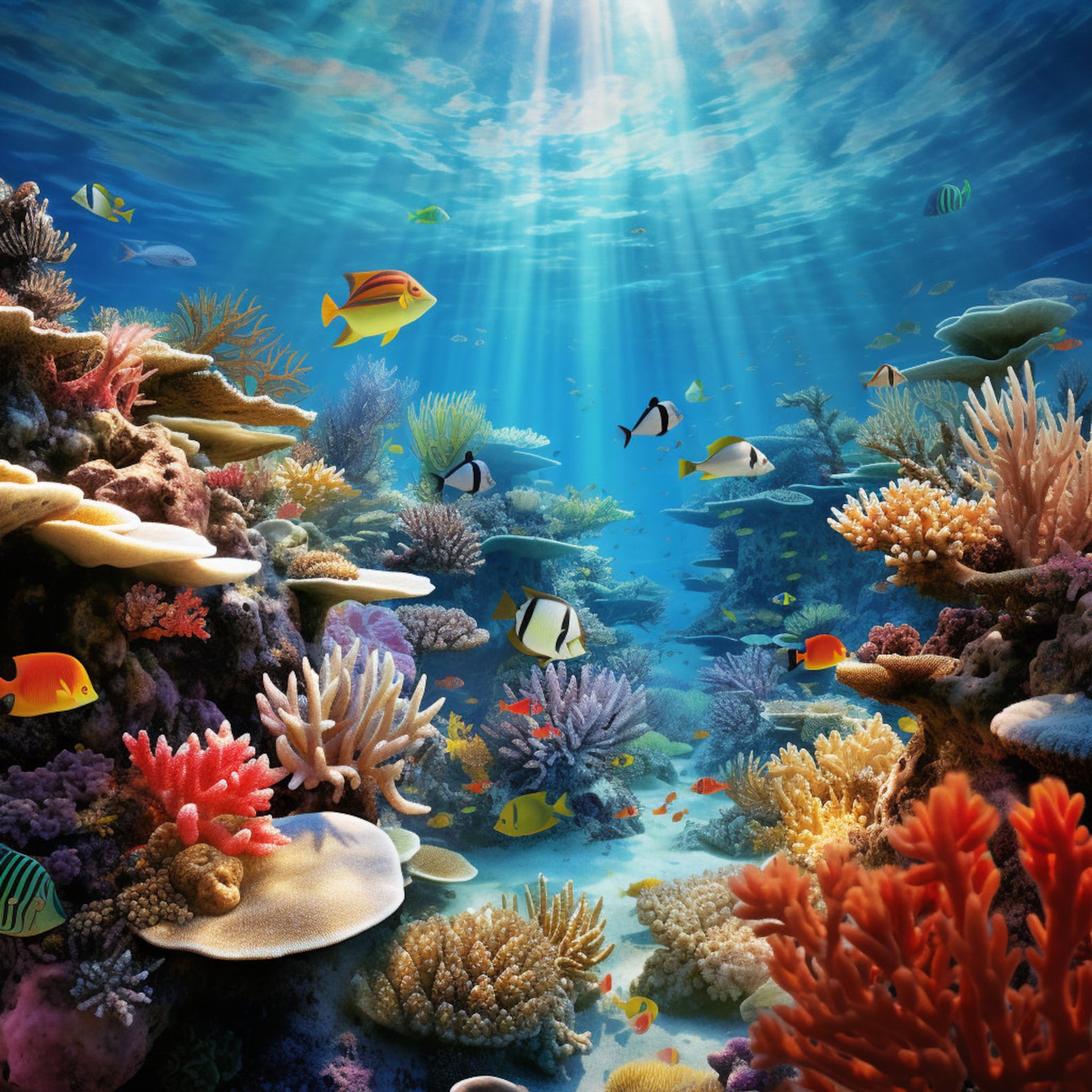 Coral Reef Scene Background Wallpaper - Etsy
