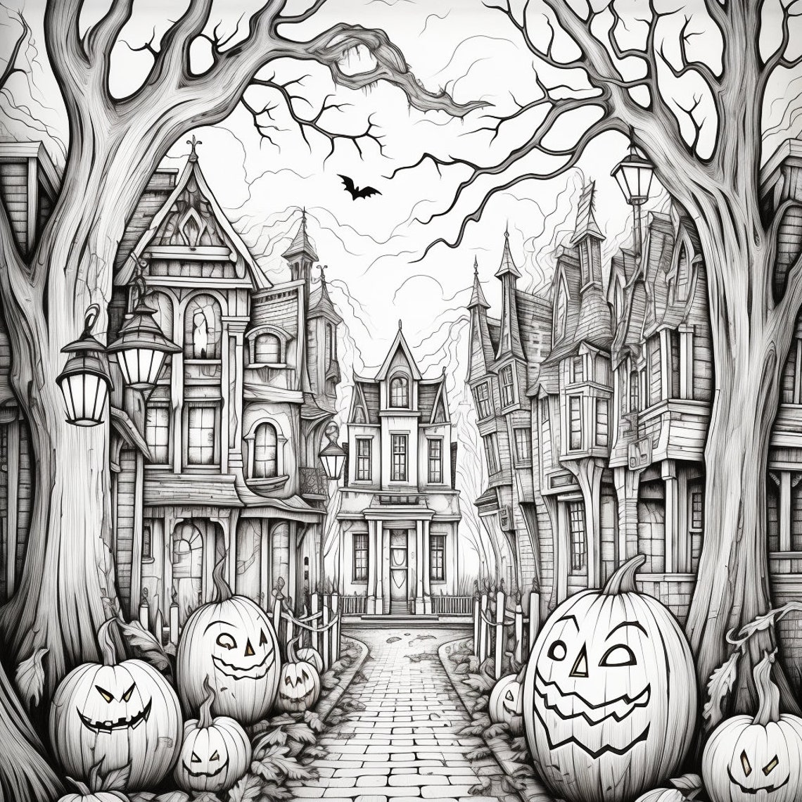 Halloween Town Coloring Book - Etsy Canada