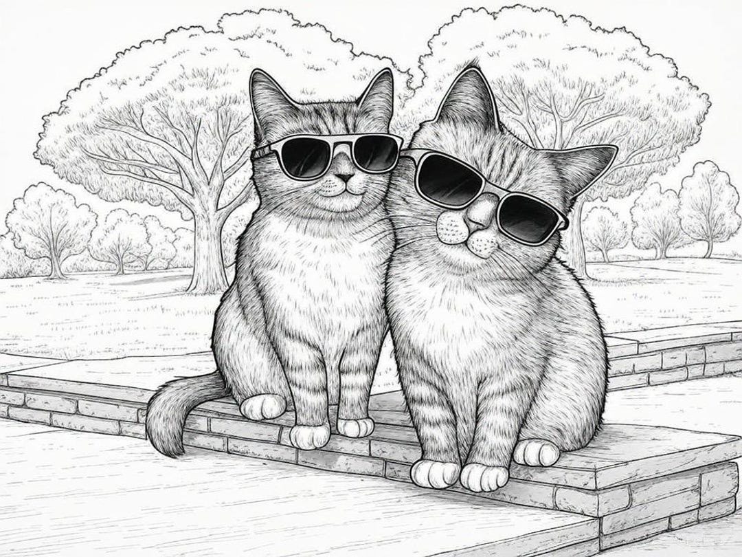 Cool Cats Coloring Page - Etsy