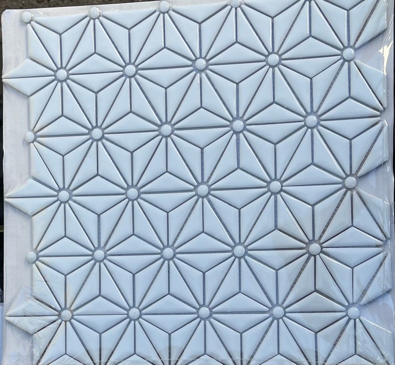 White Porcelain Tile Mosaic - Etsy