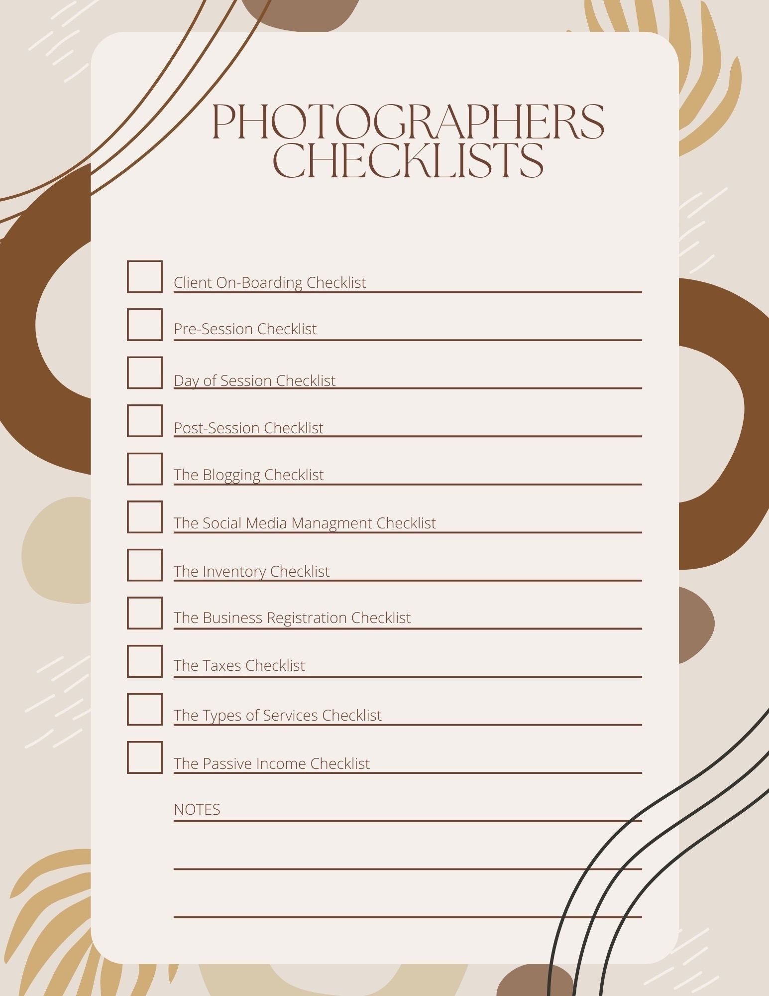 Photographer's Checklist, Photography, Photographer, Simple ...
