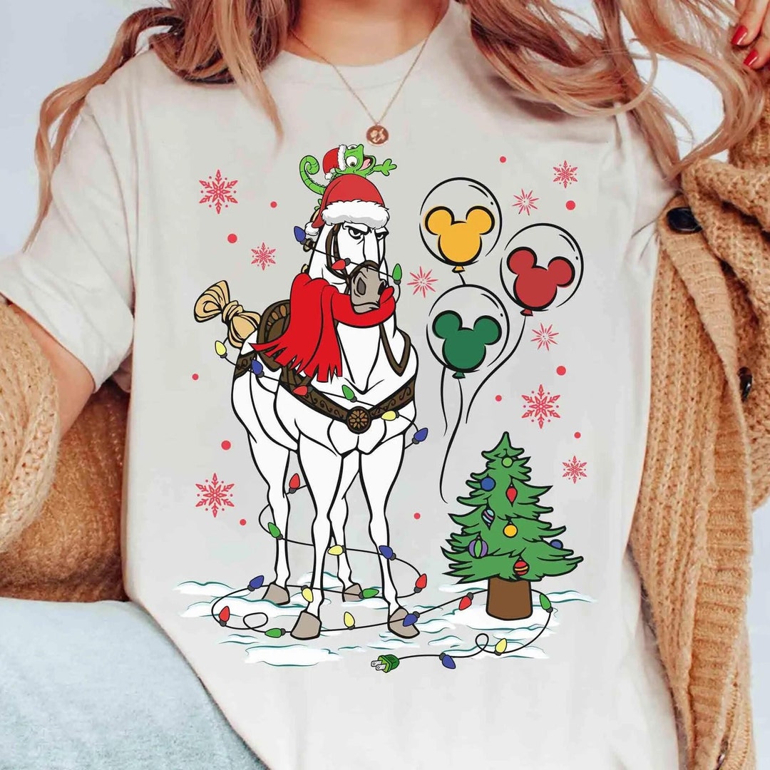 Disney Tangled Santa Pascal and Maximus Christmas Balloon T-shirt ...