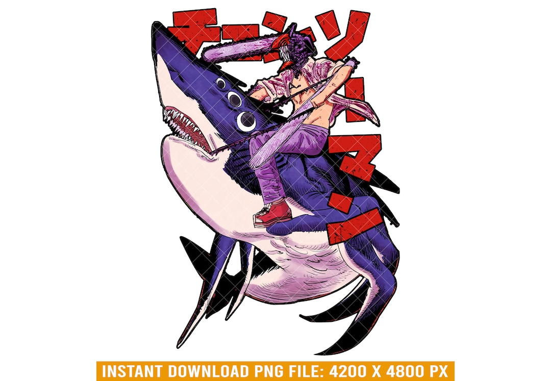 Denji Riding Shark Fiend Beam Chainsaw Man Png Denji Demon - Etsy