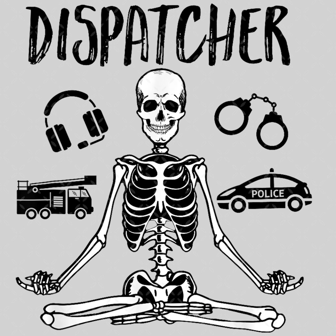 Spooky Dispatcher 911 Halloween Police Skeleton Meditating Png - Etsy