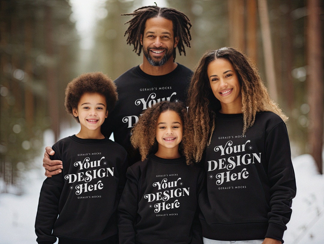 Gildan 18000 Black Unisex Matching Family Sweatshirts Mockup, Cute ...