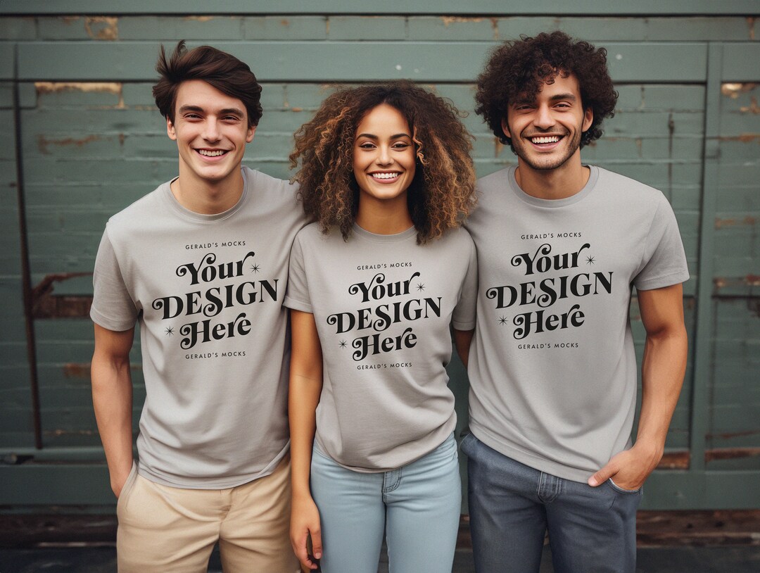 Bella Canvas 3001 Silver Unisex Group Tshirts Mockup, Streetwear ...