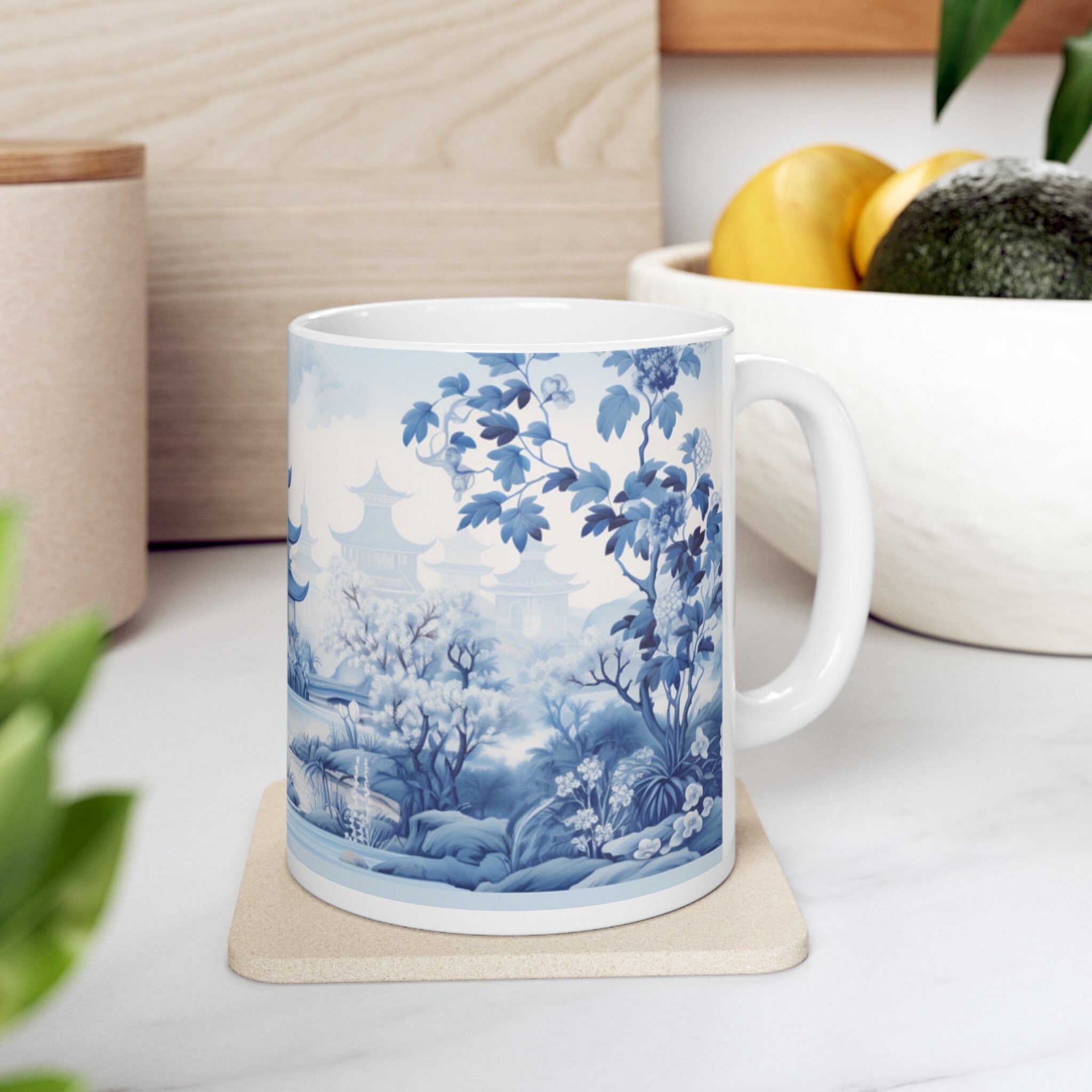 Chinoiserie Blue Ceramic 11oz. Mug - Etsy