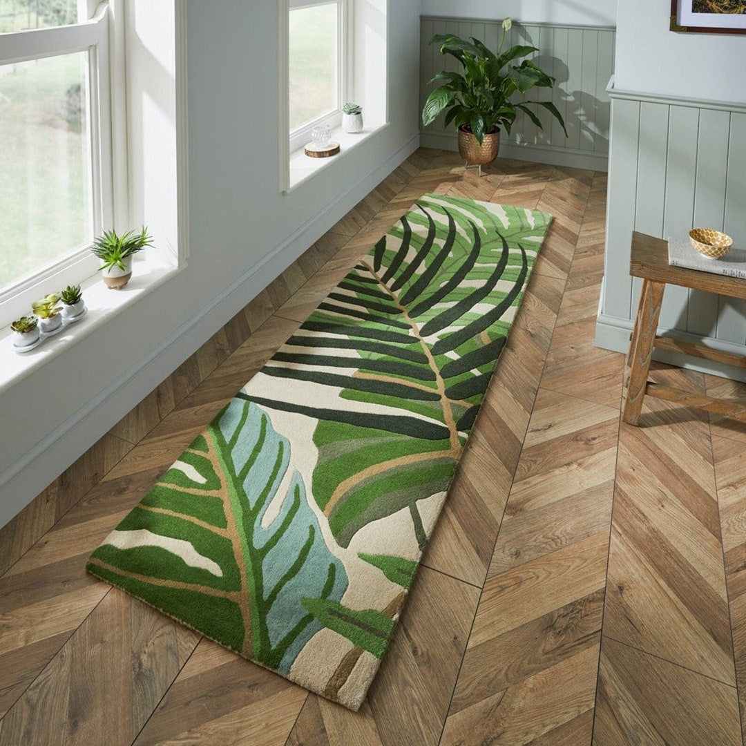 Green Runner Rug, Carpet, Runner, Hand Tufted, Emerald Green Runner ...