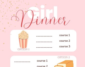 Girl Dinner Menu Design | Editable Bar Menu Template | Digital Download ...
