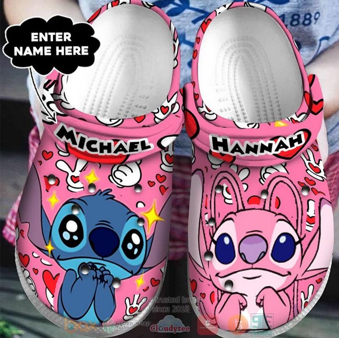 Personalized Stitch Angel Clogs Shoes, Lilo and Stitch, Stitch Slippers ...
