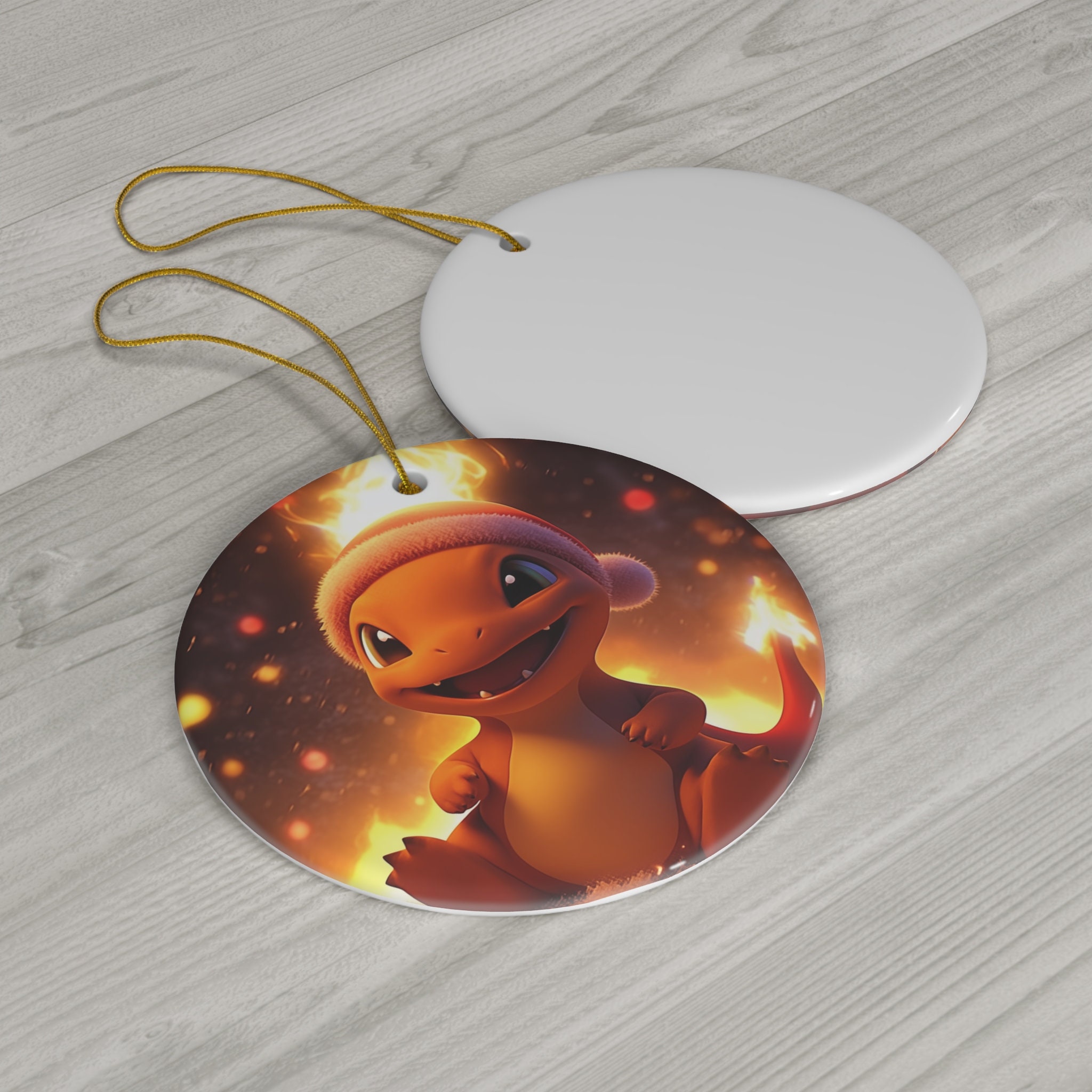 Charmander in a Santa Hat Pokemon Ceramic Ornament, 4 Shapes - Etsy