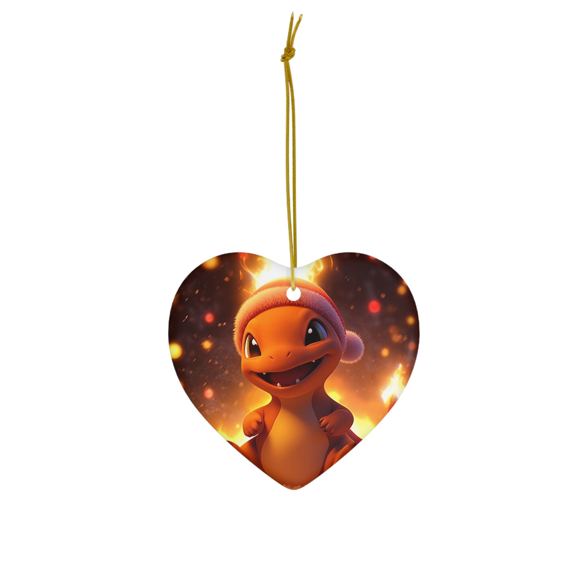 Charmander in a Santa Hat Pokemon Ceramic Ornament, 4 Shapes - Etsy