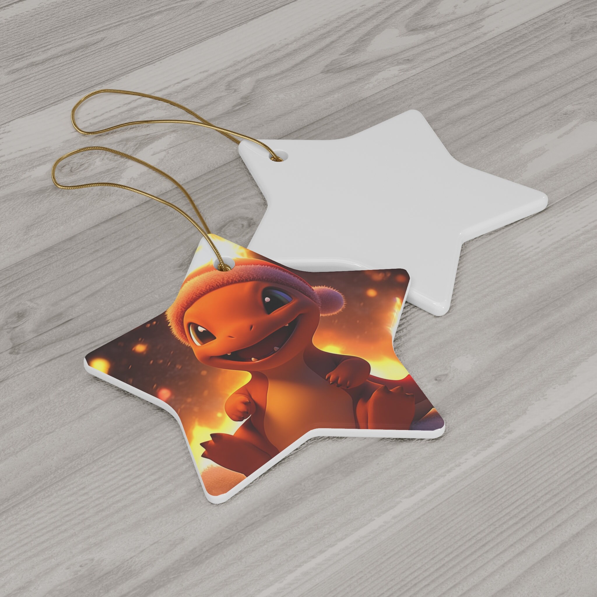 Charmander in a Santa Hat Pokemon Ceramic Ornament, 4 Shapes - Etsy