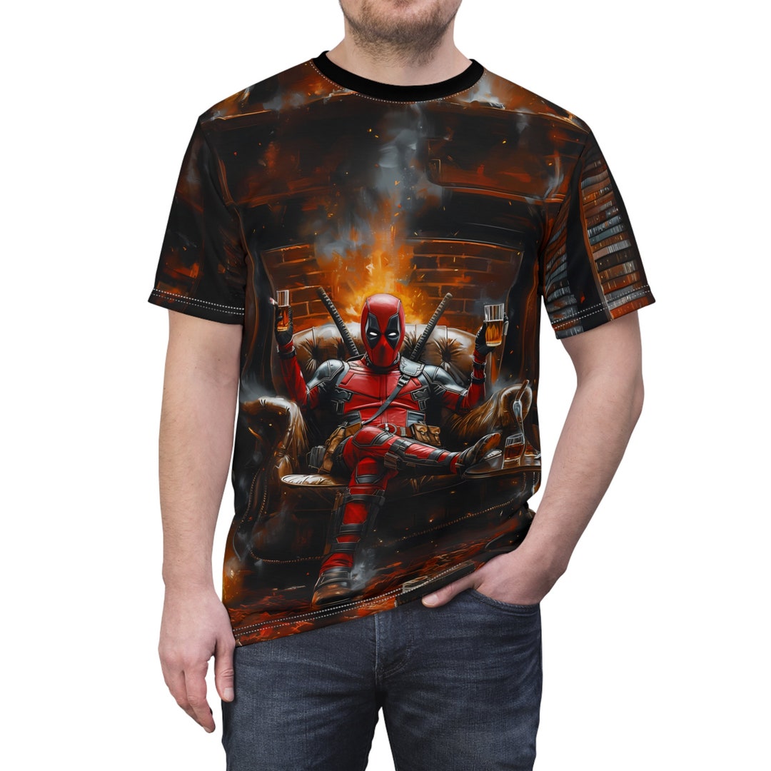 Deadpool Lounging Unisex Cut & Sew Tee AOP - Etsy