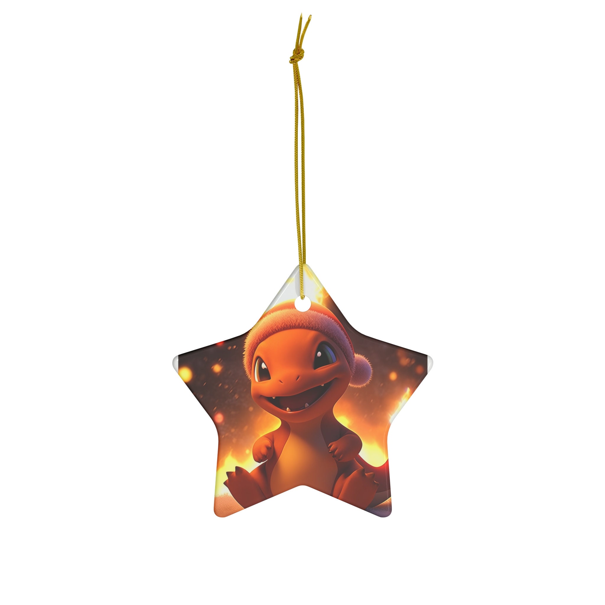 Charmander in a Santa Hat Pokemon Ceramic Ornament, 4 Shapes - Etsy