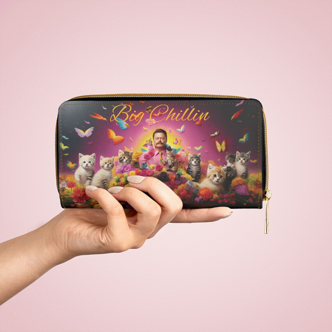 Nick Offerman Aka Ron Swanson Big Chillin Themed Zipper Wallet - Etsy