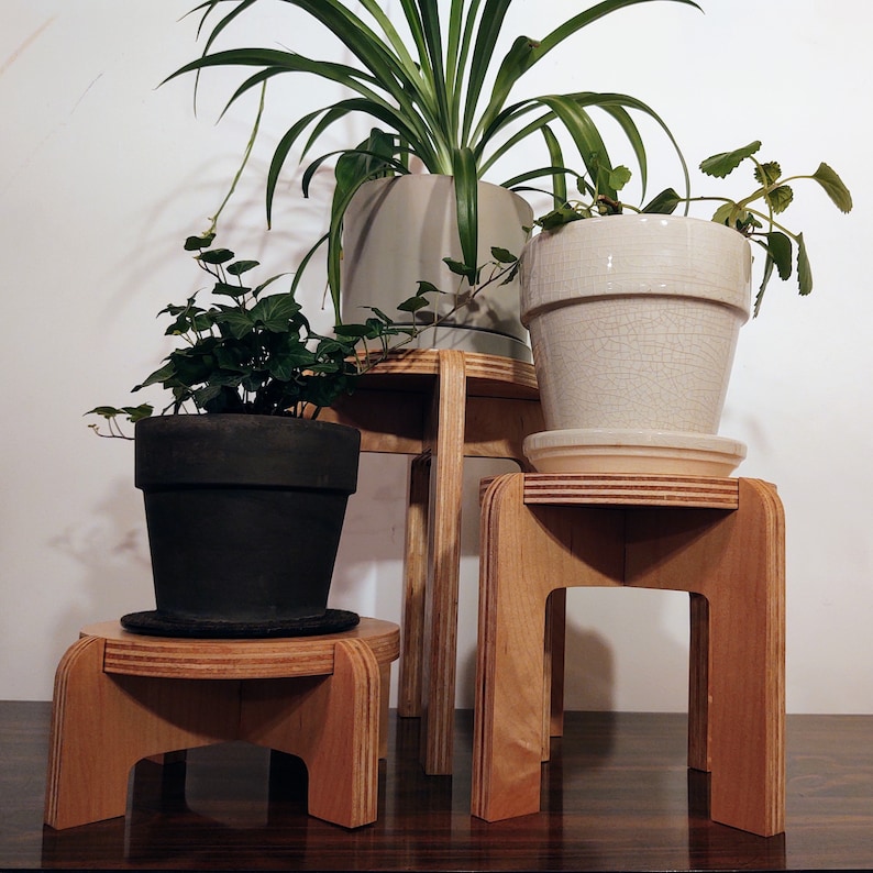 Set of 3 Wooden Indoor Plant Stands - Risers - Etsy