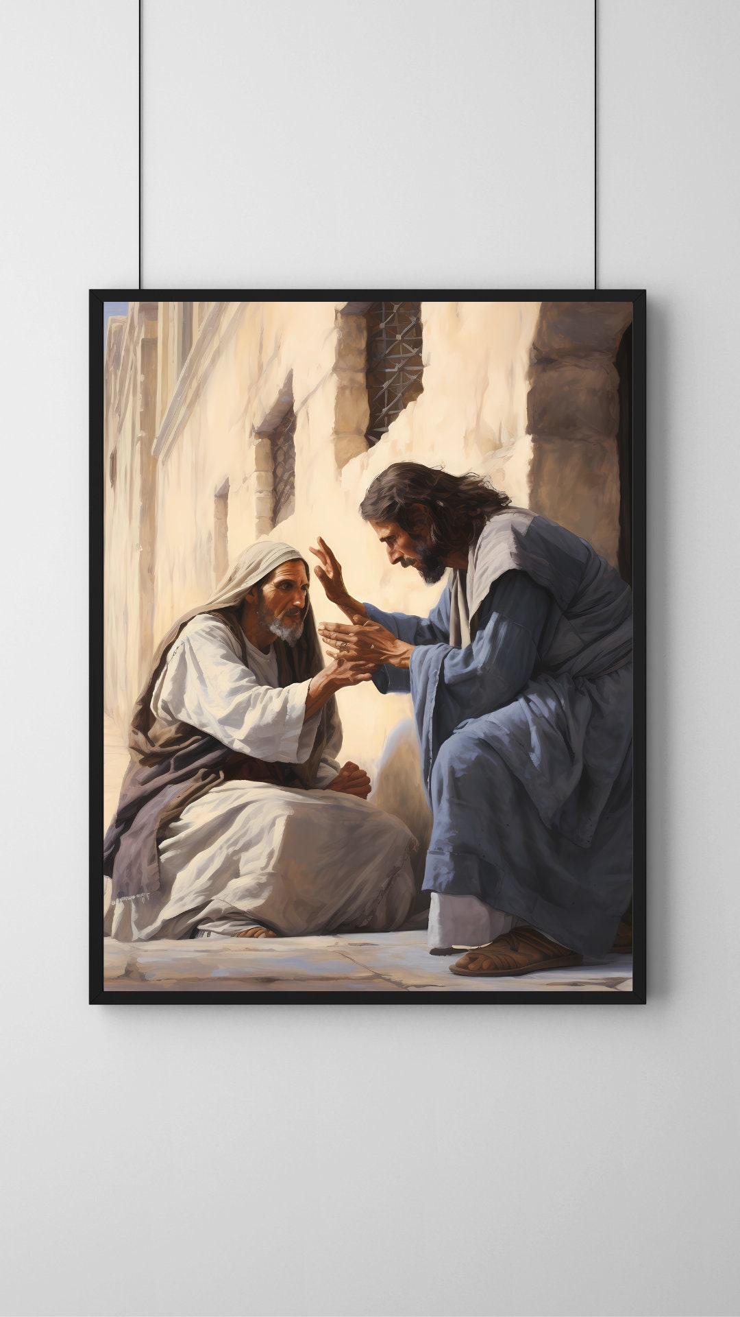 Jesus Heals a Blind Man, Jesus Art, Bible Art, Miracle, Christian Art ...